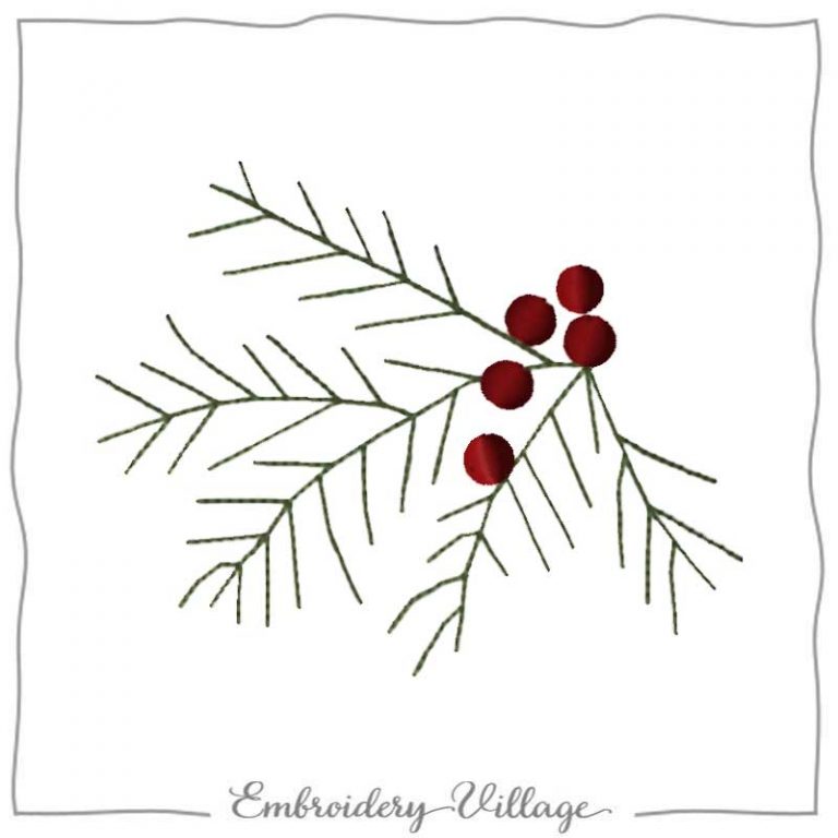 Christmas Sprig with Berries #1047 - Embroidery Village LLC