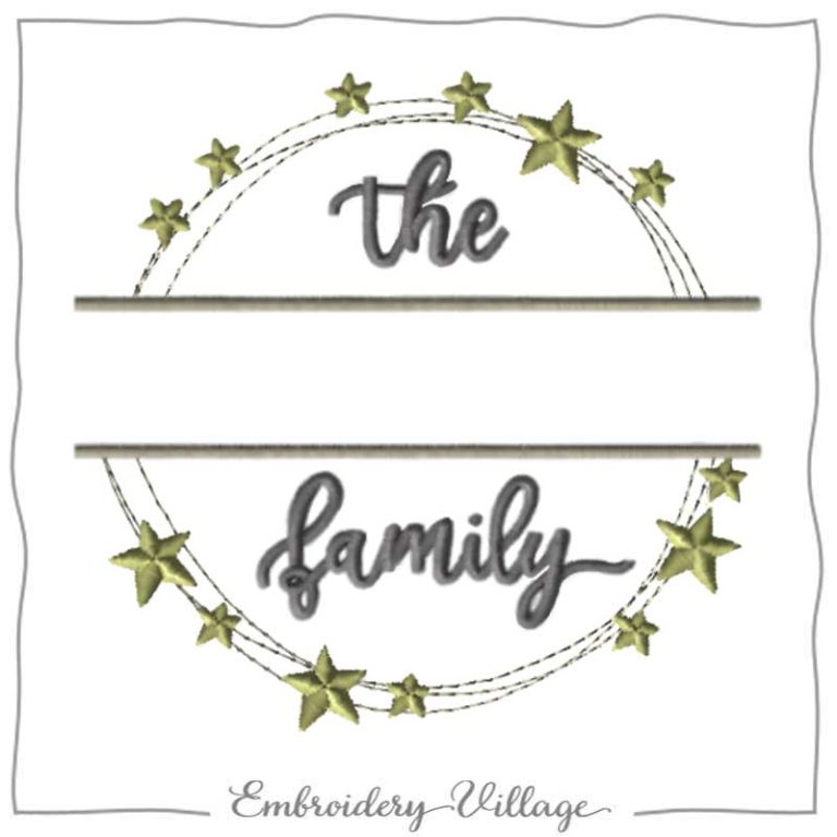 Family Wreath with Stars #1246 - Embroidery Village LLC