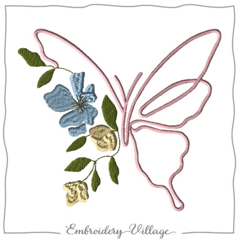 Wildflower Butterfly #1412 - Embroidery Village LLC