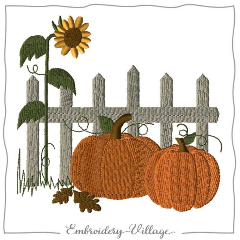 Pumpkin Fence #1578 - Embroidery Village LLC