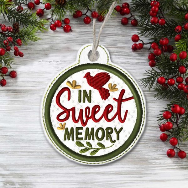 In Sweet Memory Ornament #1502 - Embroidery Village LLC