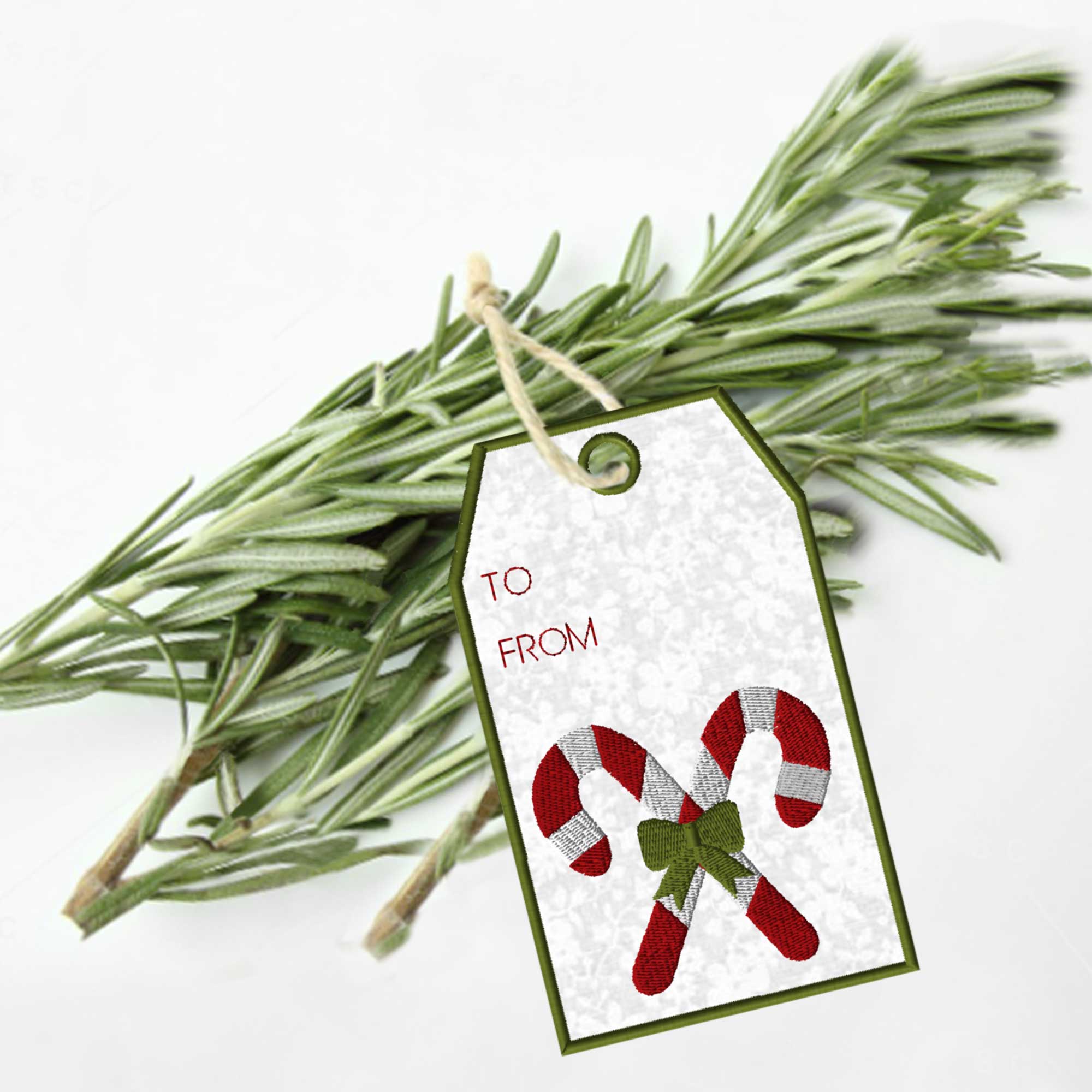 Candy Cane Gift Tag #1466 - Embroidery Village LLC