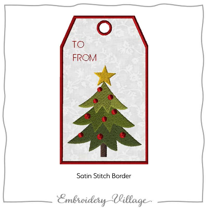 Christmas Tree Gift Tag #1462 - Embroidery Village LLC
