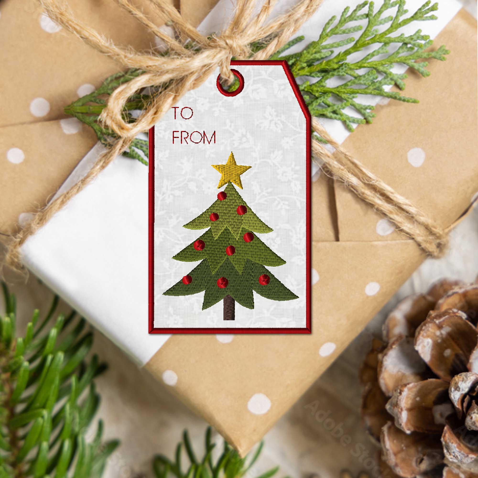Christmas Tree Gift Tag #1462 - Embroidery Village LLC