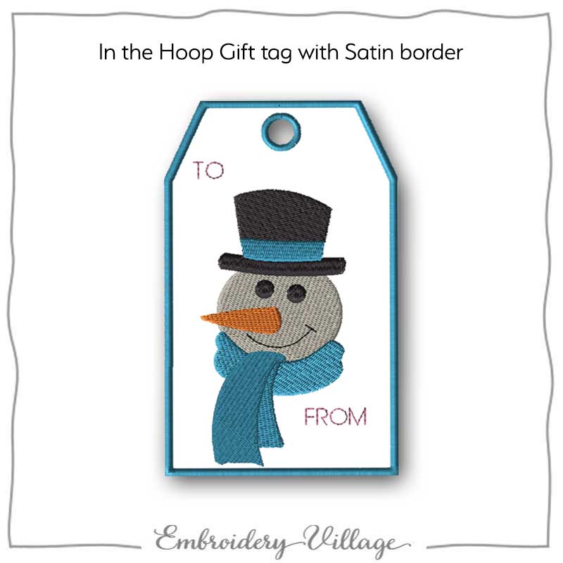 Snowman Gift Tag #1501 - Embroidery Village LLC