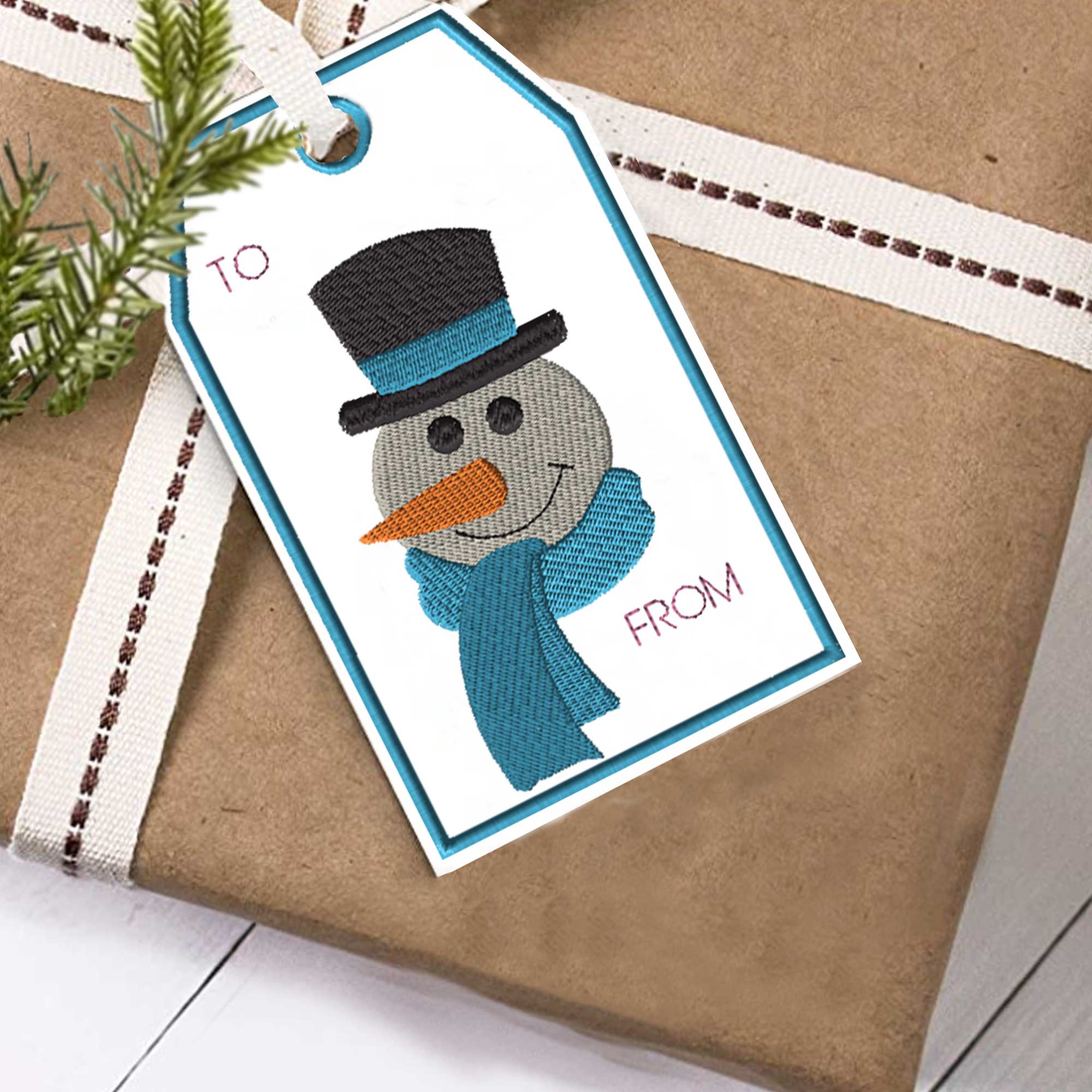 Snowman Gift Tag #1501 - Embroidery Village LLC