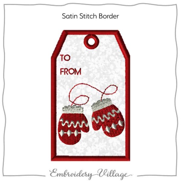 Mittens Gift Tag #1504 - Embroidery Village LLC