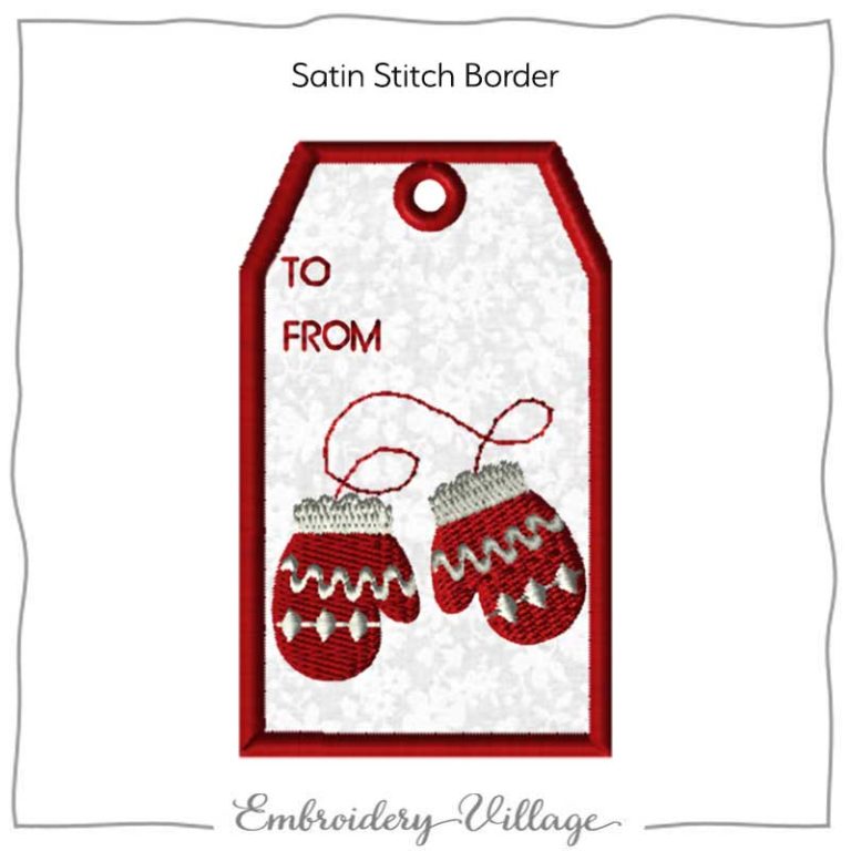 Mittens Gift Tag #1504 - Embroidery Village LLC