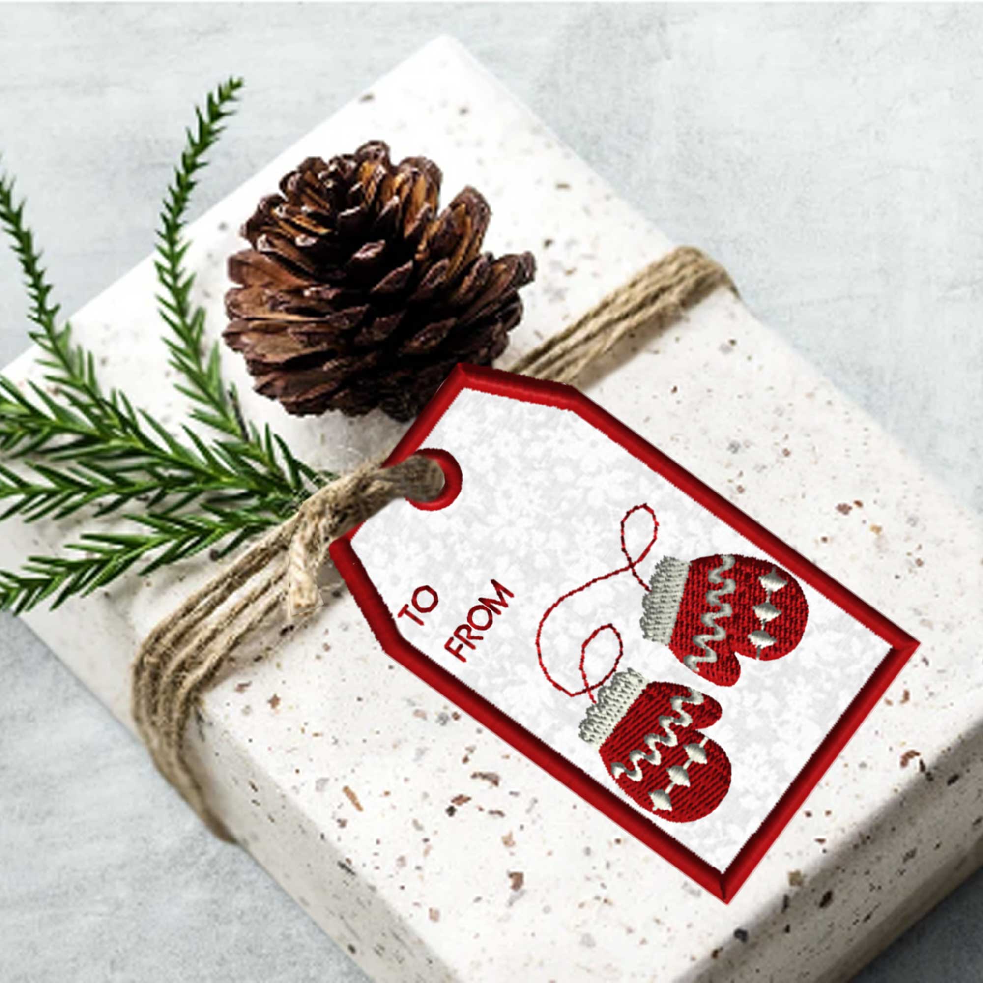 Mittens Gift Tag #1504 - Embroidery Village LLC