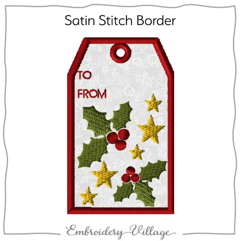 Holly Gift Tag #1558 - Embroidery Village LLC