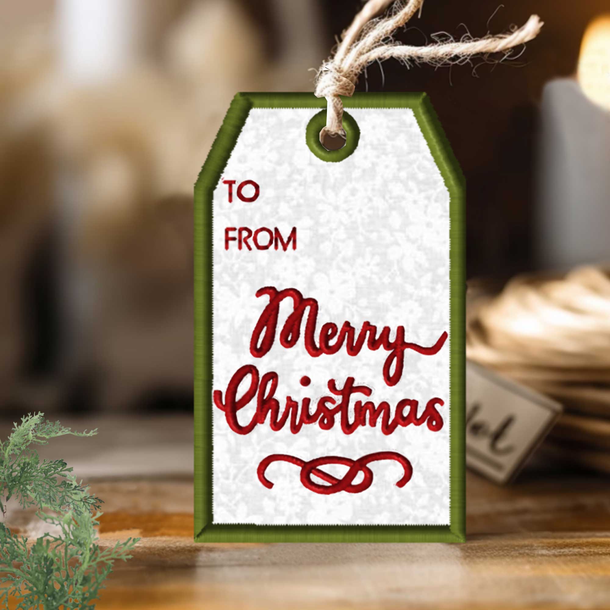 Merry Christmas Gift Tag #1595 - Embroidery Village LLC