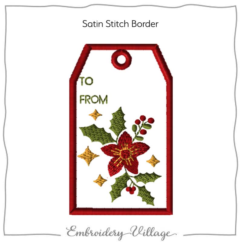 Poinsettia Gift Tag #1597 - Embroidery Village LLC