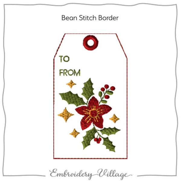 Poinsettia Gift Tag #1597 - Embroidery Village LLC