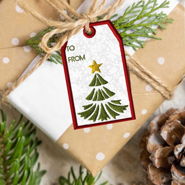 Tree Gift Tag #1598 - Embroidery Village LLC