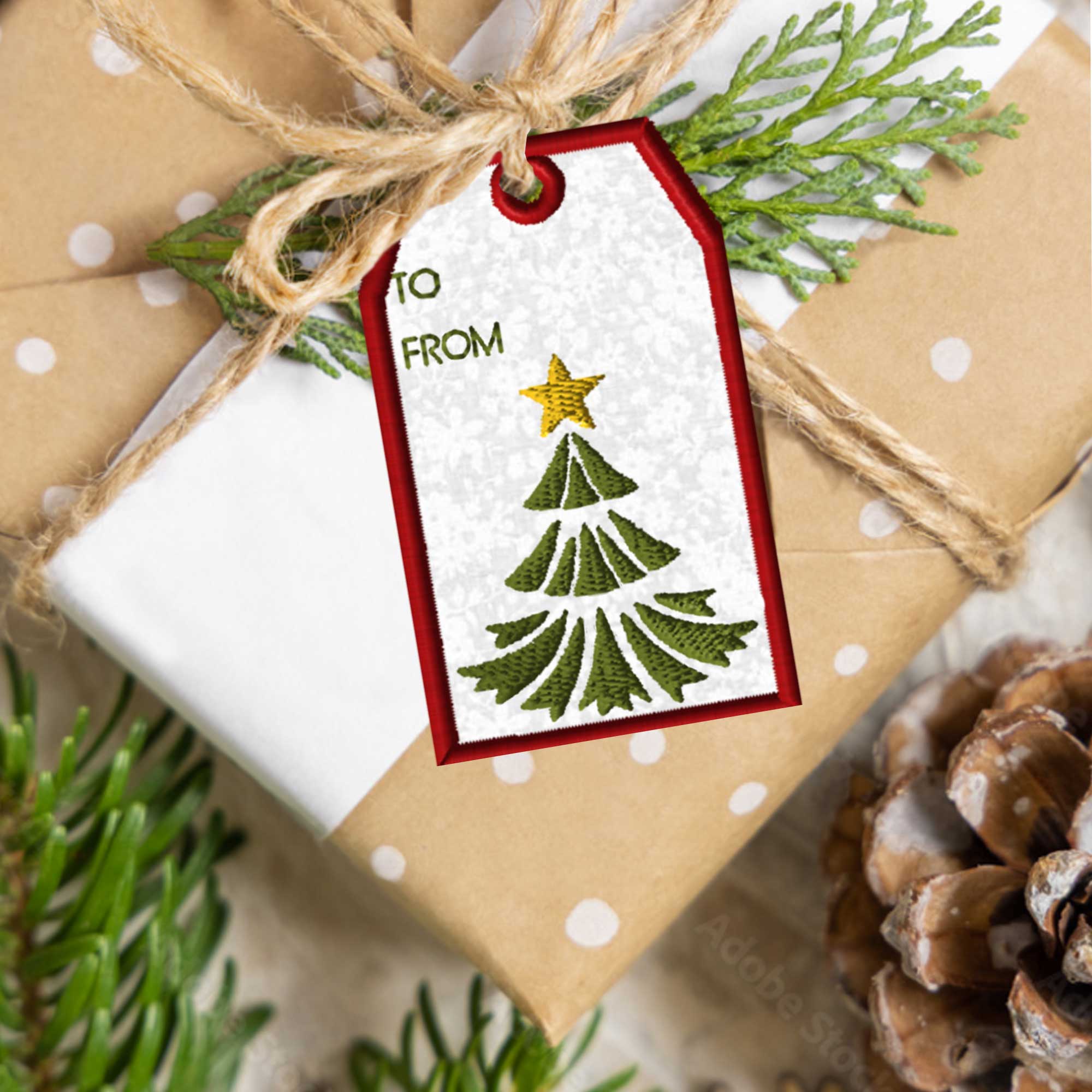 Tree Gift Tag #1598 - Embroidery Village LLC