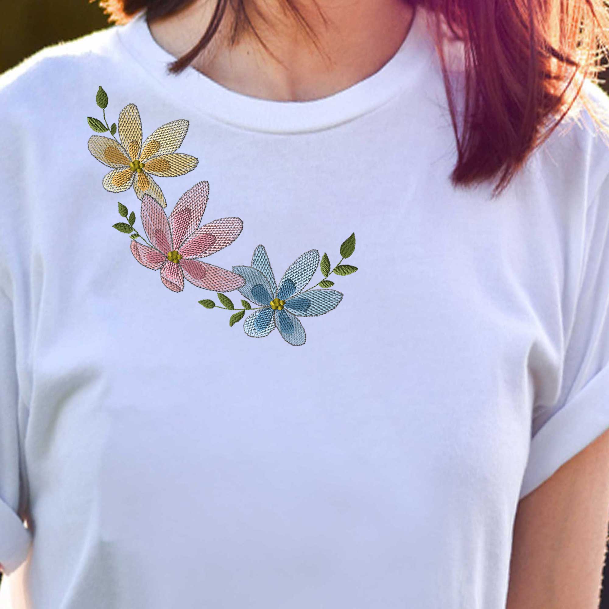 Sketch Flower Trio #1608 - Embroidery Village LLC