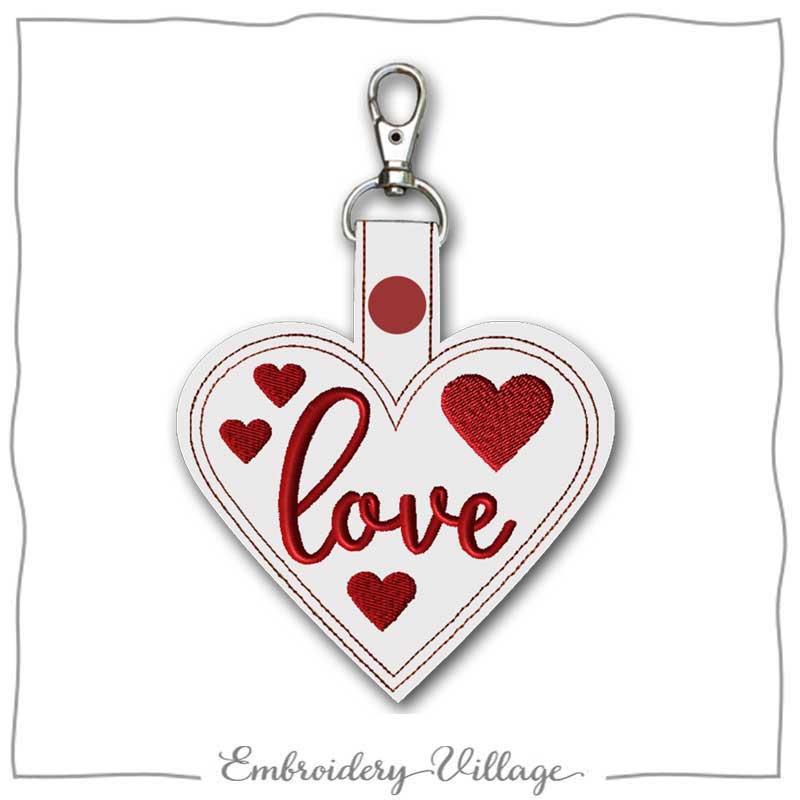 Love Heart Key Tag #1639 - Embroidery Village LLC