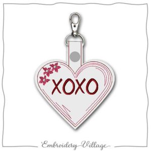 XOXO Heart Key Tag #1641 - Embroidery Village LLC