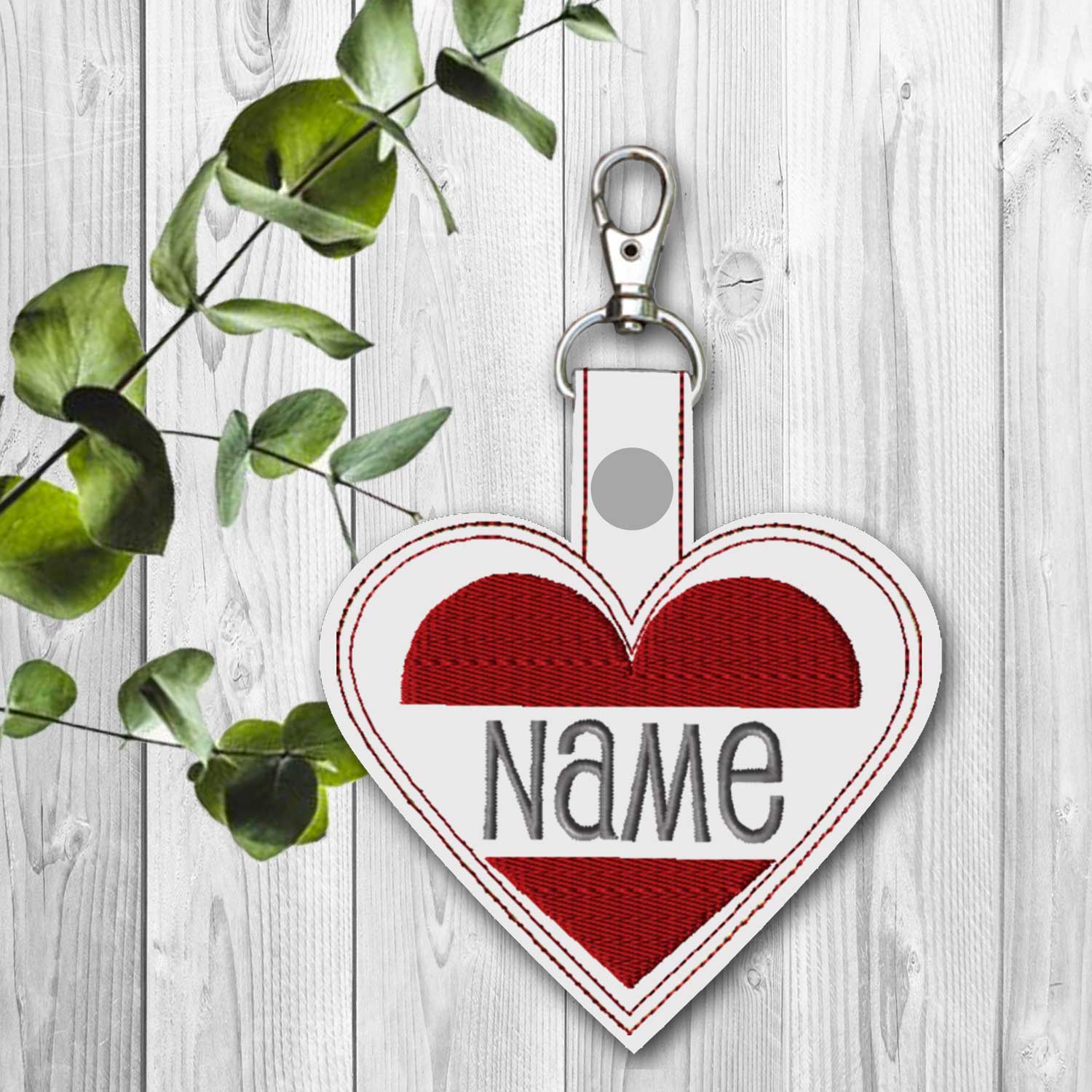 Heart-Name Key Tag #1643 - Embroidery Village LLC