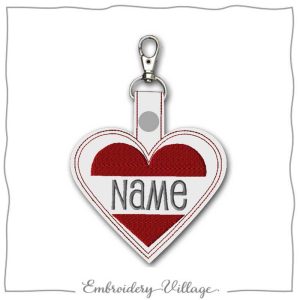 Heart-Name Key Tag #1643 - Embroidery Village LLC