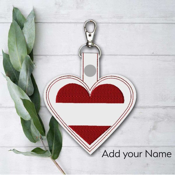 Heart-Name Key Tag #1643 - Embroidery Village LLC