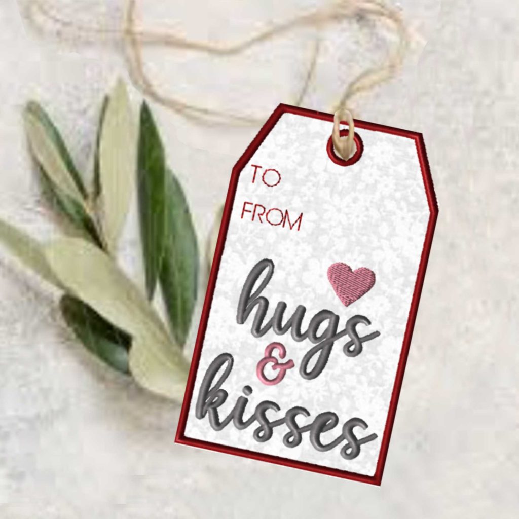 Hugs and Kisses Gift Tag #1640 - Embroidery Village LLC