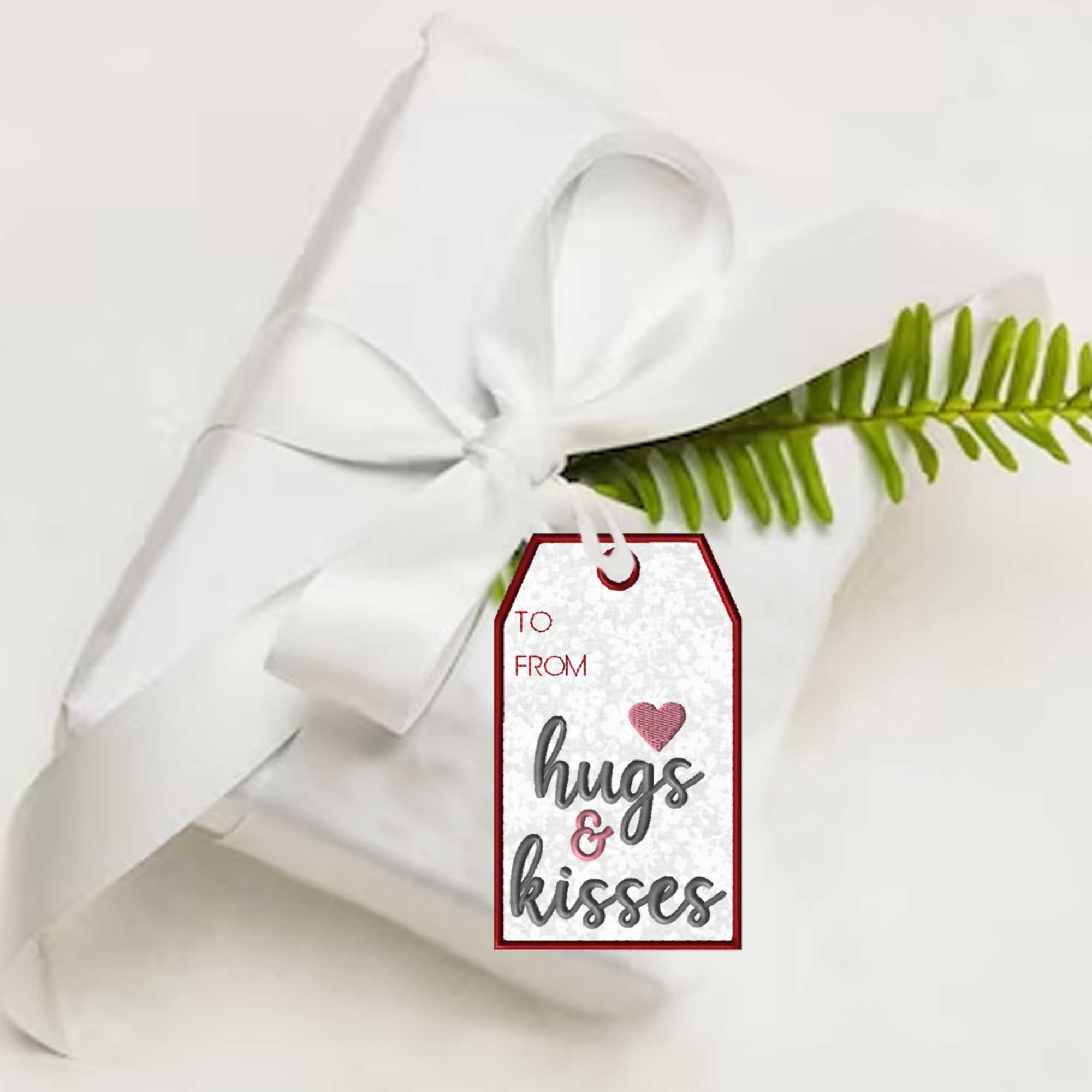 Hugs and Kisses Gift Tag #1640 - Embroidery Village LLC