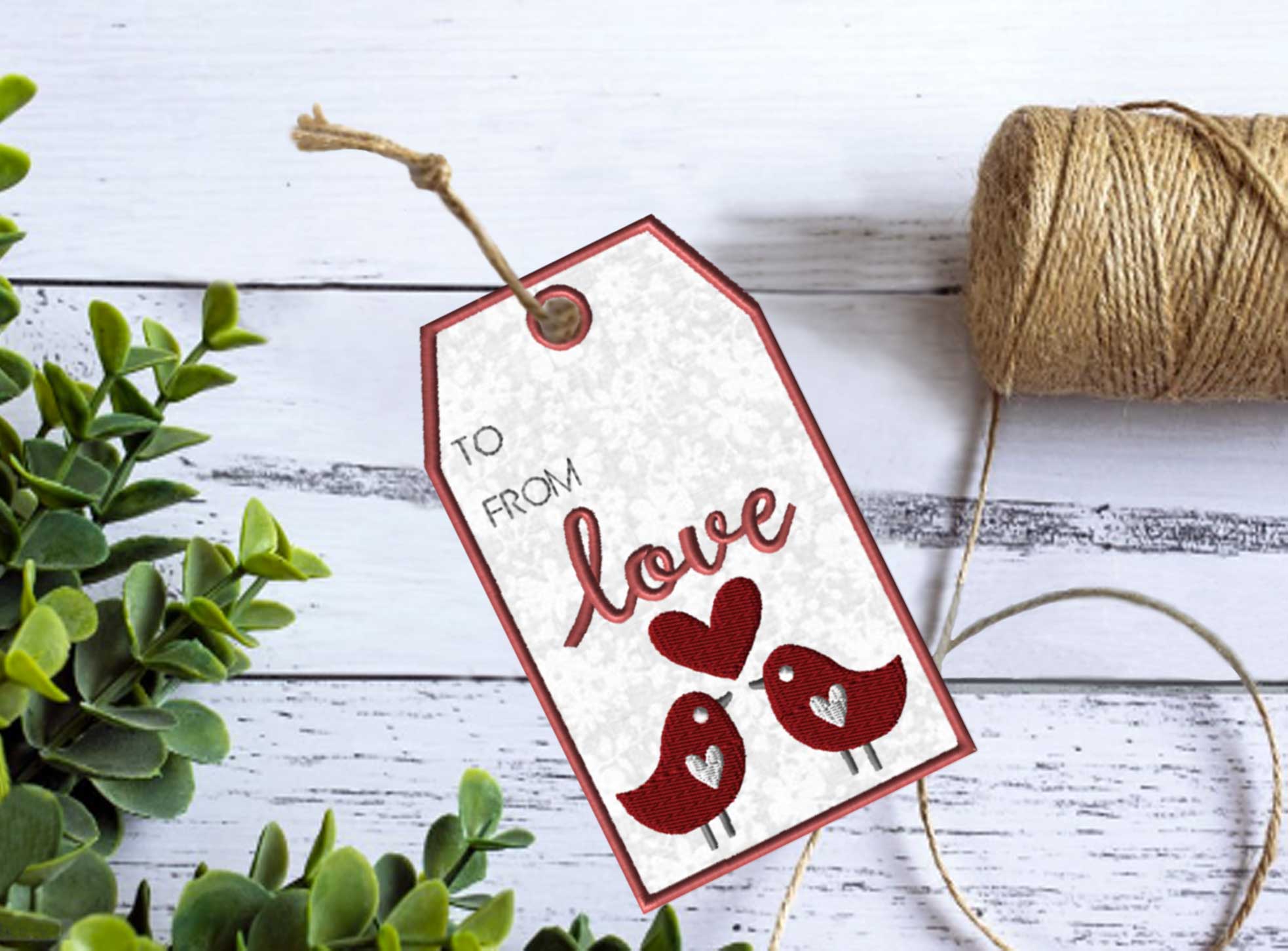 Love Birds Gift Tag #1652 - Embroidery Village LLC