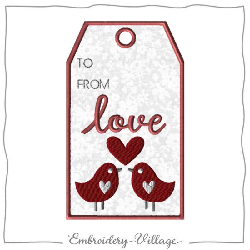 Love Birds Gift Tag #1652 - Embroidery Village LLC