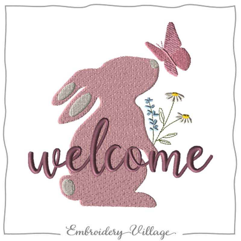 Welcome Bunny #1680 - Embroidery Village LLC