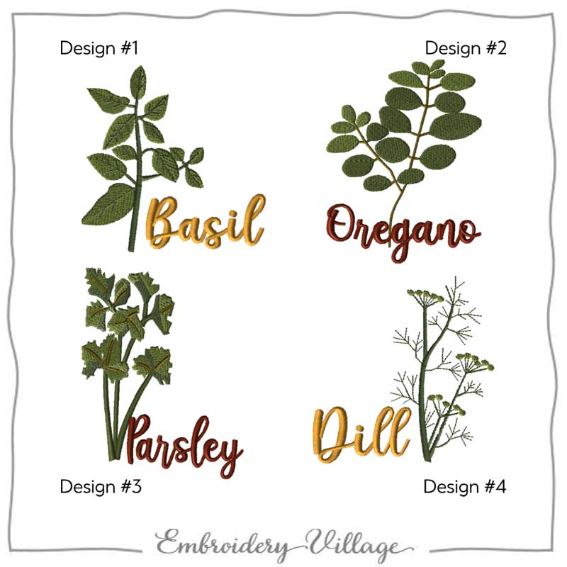 Kitchen Herbs Collection #1686 - Embroidery Village LLC