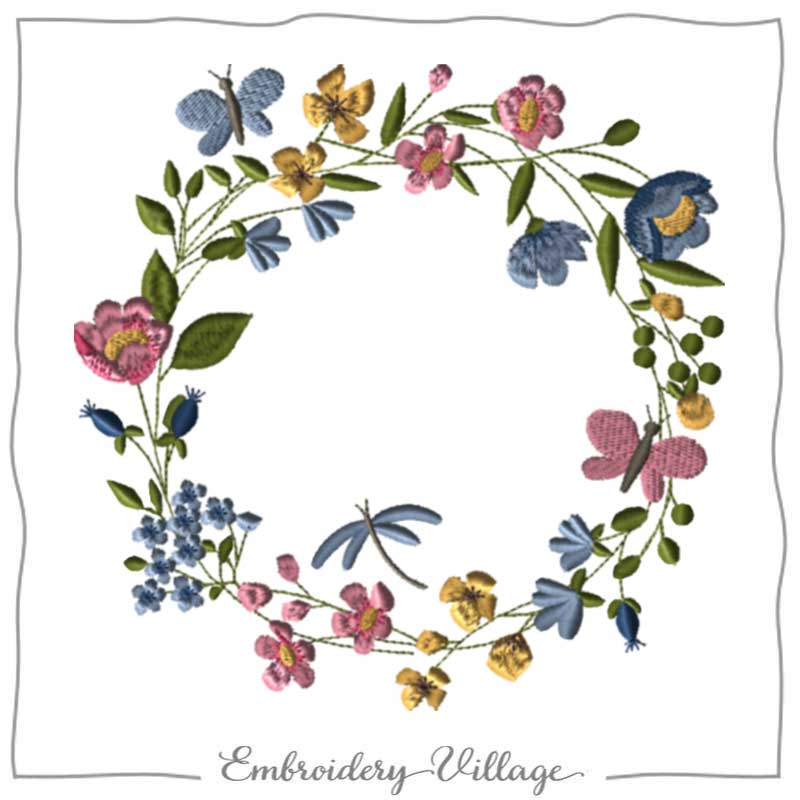 Floral Wreath #1700 - Embroidery Village LLC