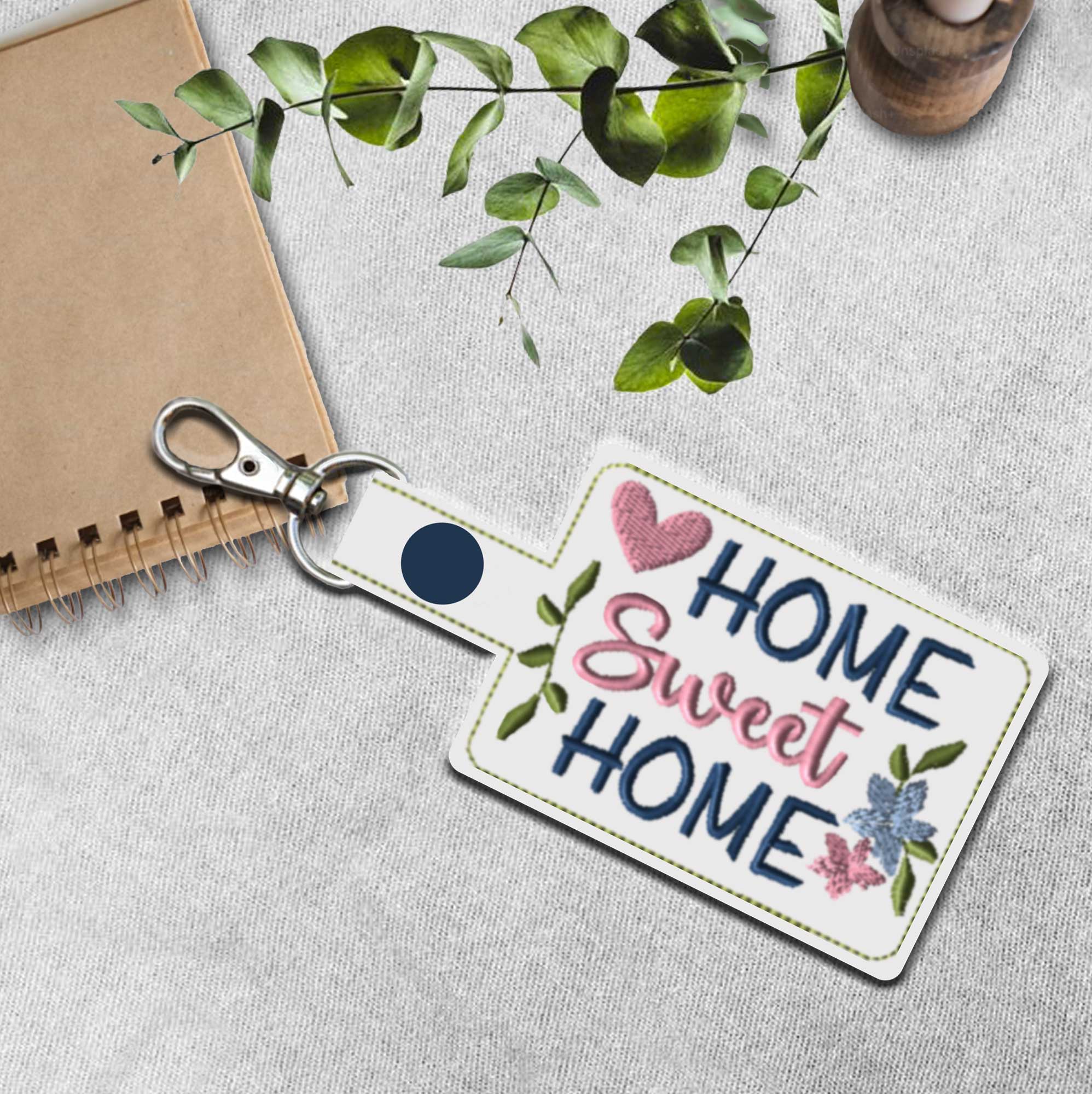 Home Sweet Home Key Tag #1580 - Embroidery Village LLC