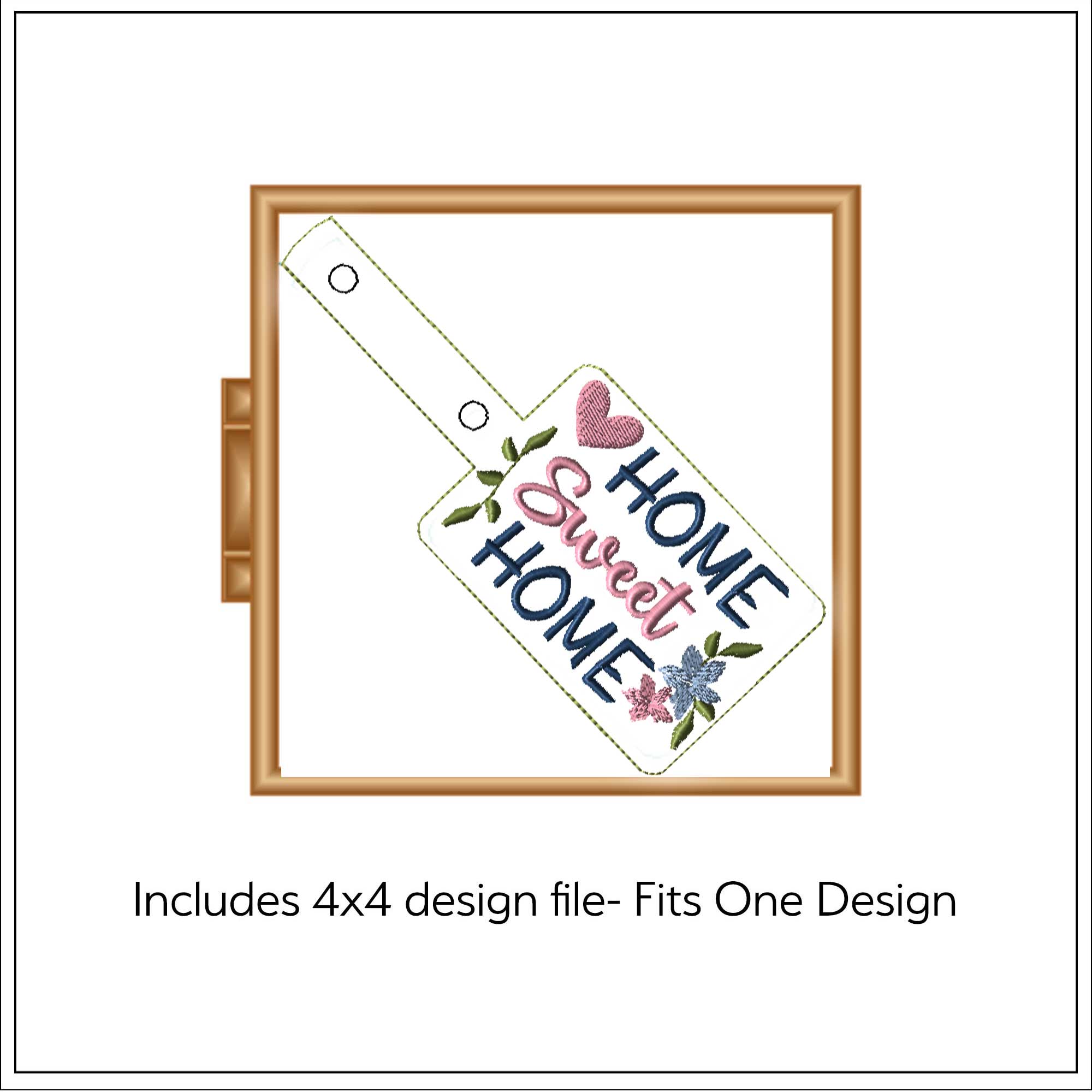 Home Sweet Home Key Tag #1580 - Embroidery Village LLC