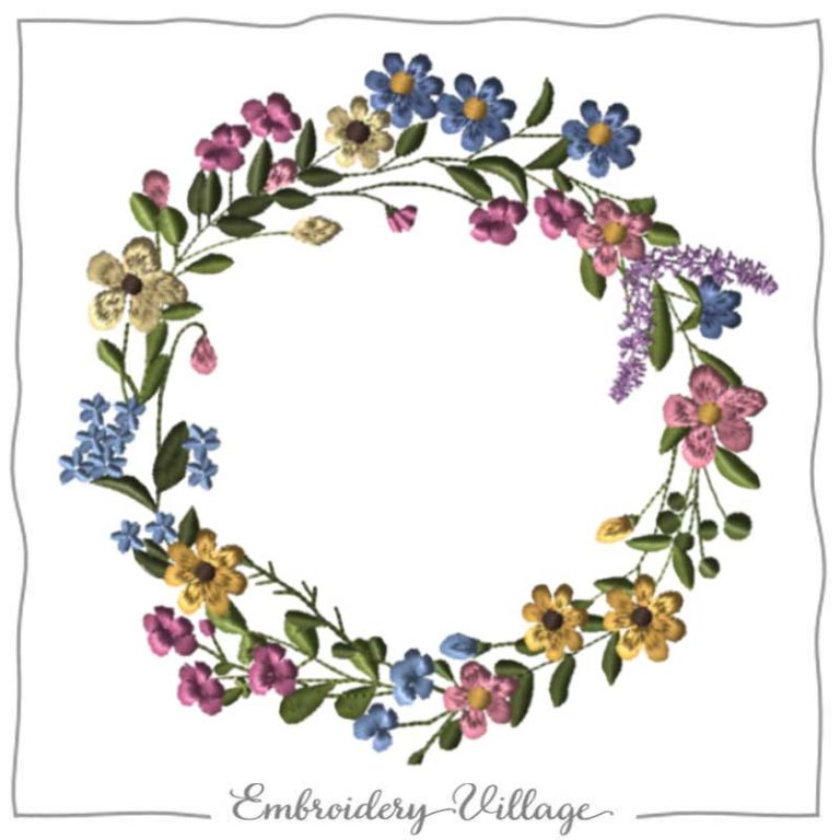 Floral Wreath #1483 - Embroidery Village LLC