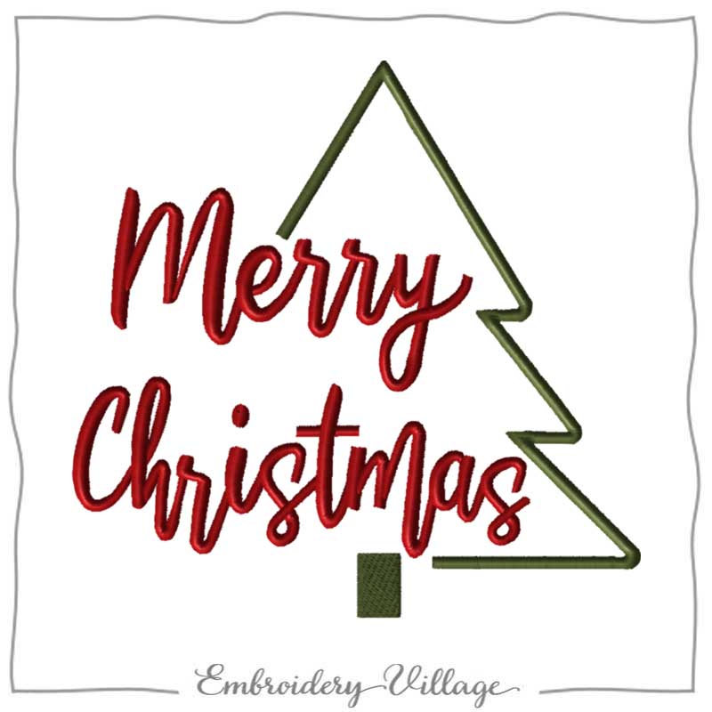 Merry Christmas Tree #1458 - Embroidery Village LLC