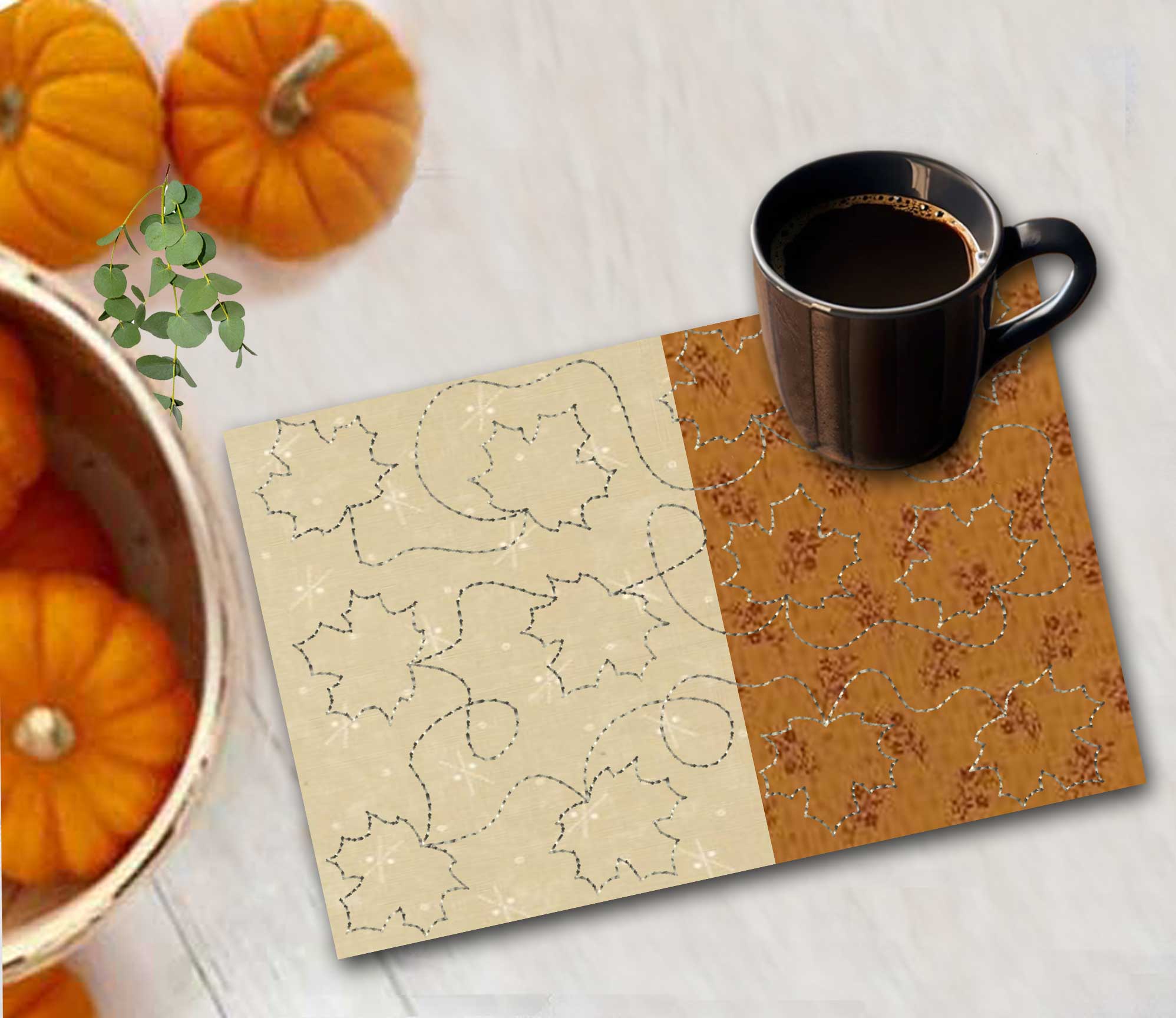 Fall Leaves Mug Rug #1714 - Embroidery Village LLC