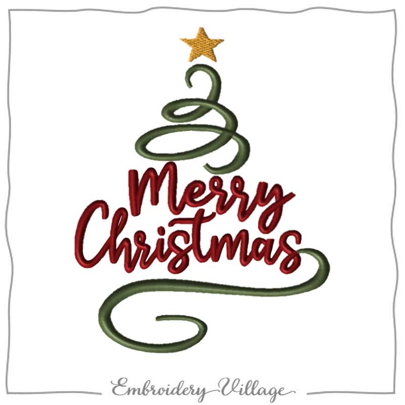 Merry Christmas Swirl Tree #1610 - Embroidery Village LLC
