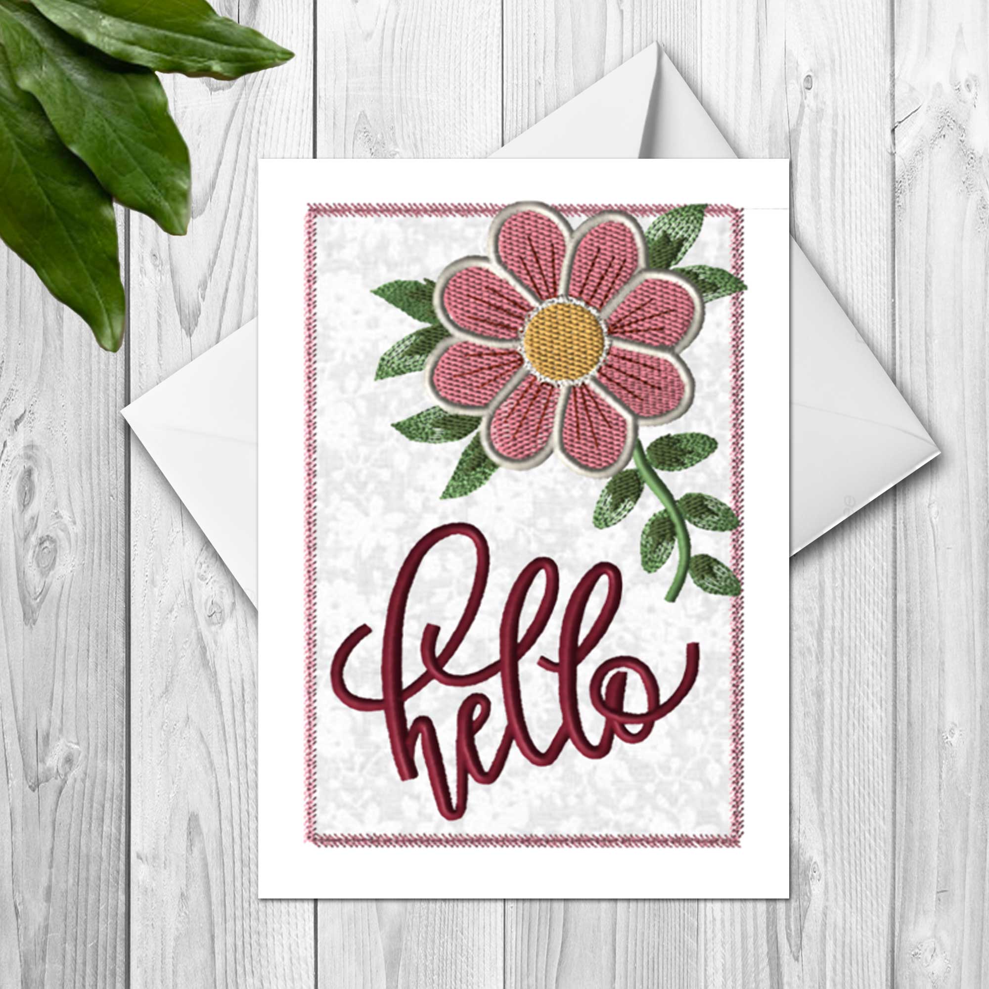Hello Greeting Card #1783 - Embroidery Village LLC