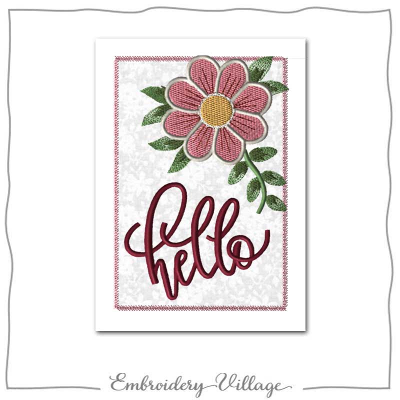 Hello Greeting Card #1783 - Embroidery Village LLC