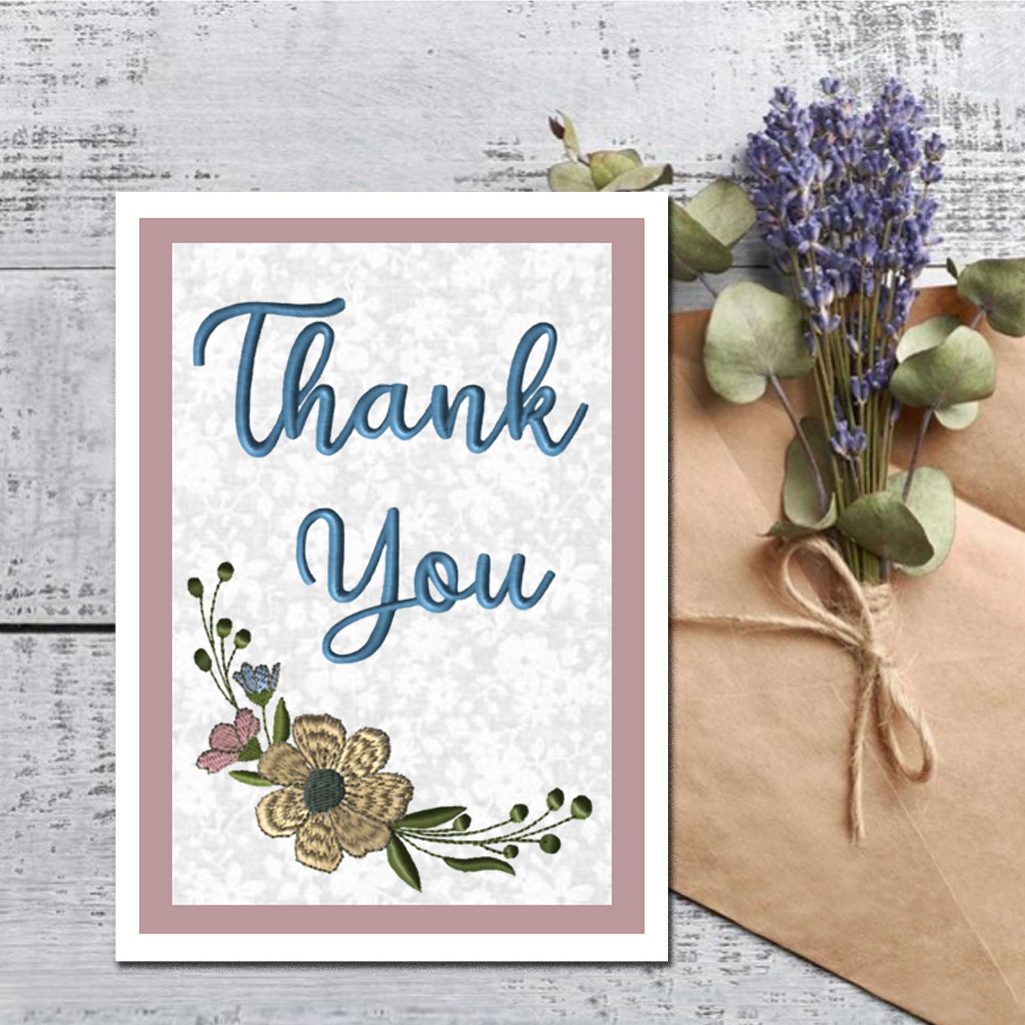 Thank You Fabric Card #1135 - Embroidery Village LLC