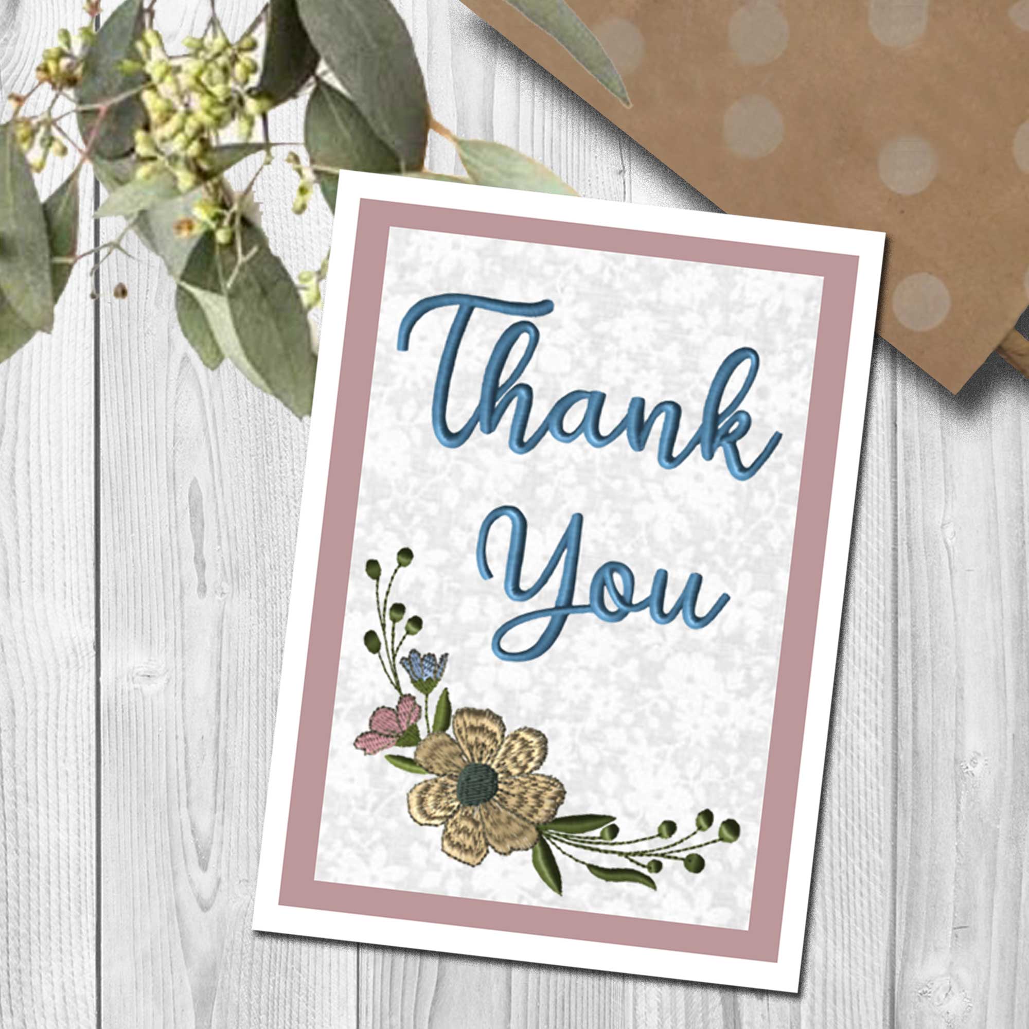 Thank You Fabric Card #1135 - Embroidery Village LLC