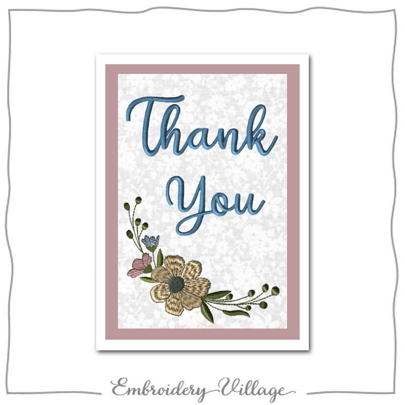 Thank You Fabric Card #1135 - Embroidery Village LLC