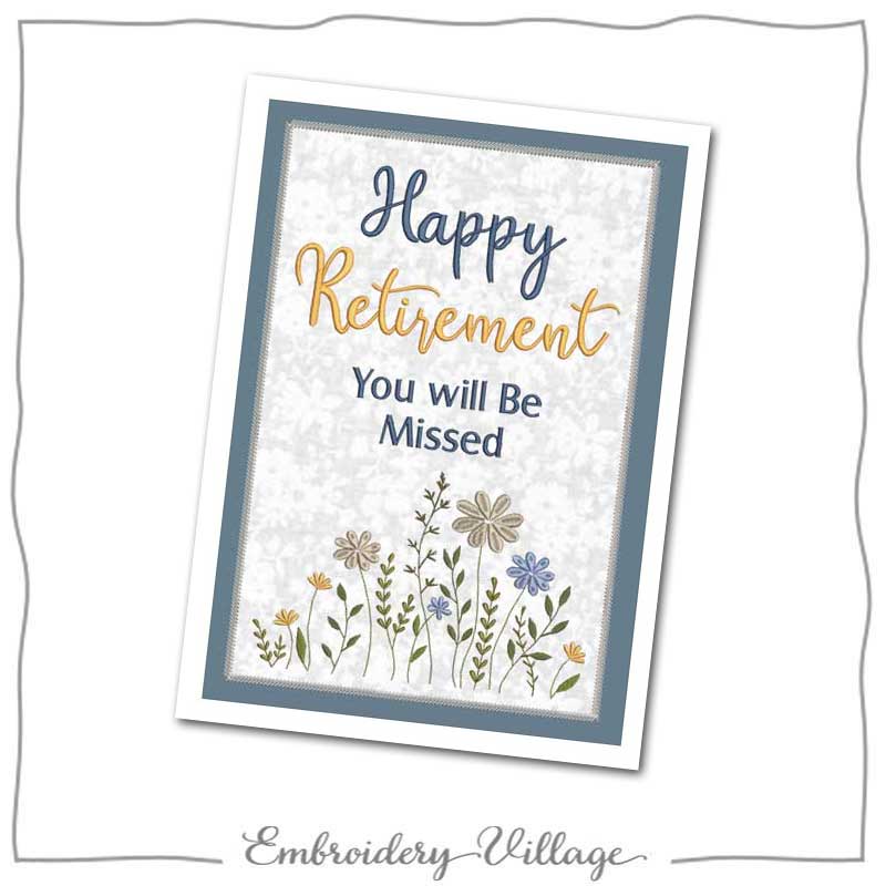 Retirement | You will be Missed | Fabric Card #1807 - Embroidery ...