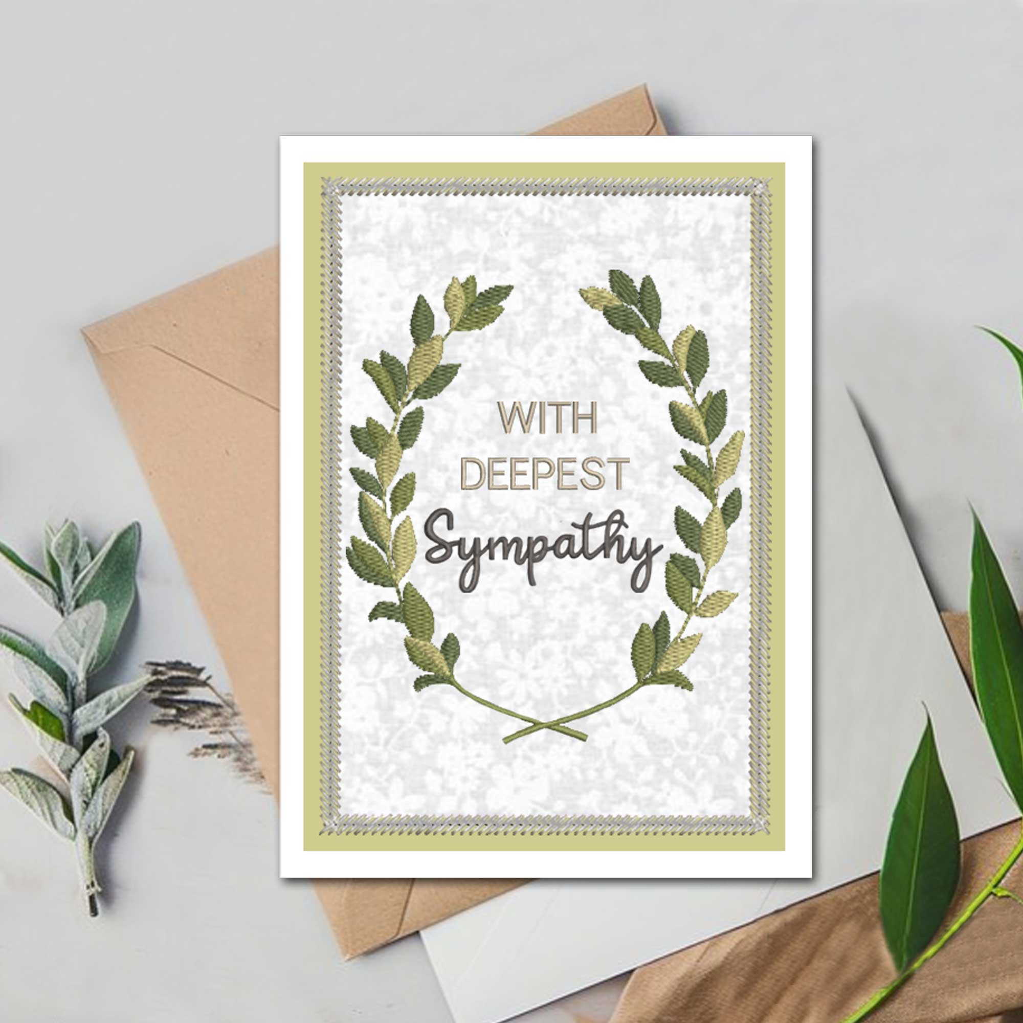 With Deepest Sympathy Fabric Card #1535 - Embroidery Village LLC