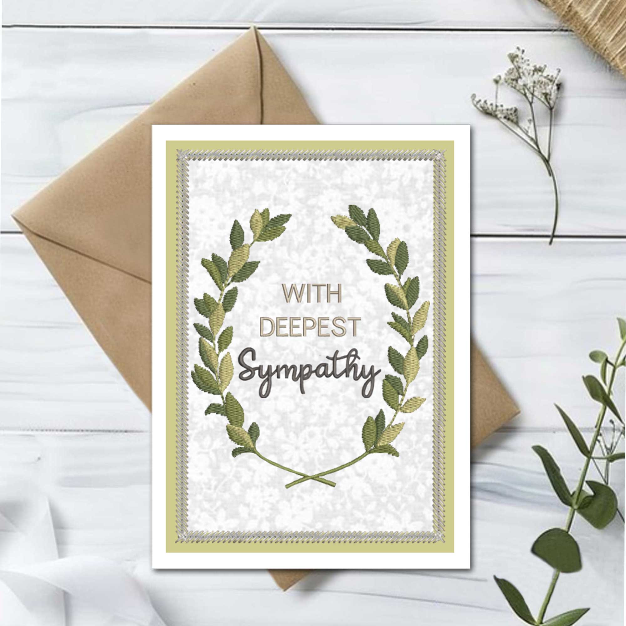 With Deepest Sympathy Fabric Card #1535 - Embroidery Village LLC
