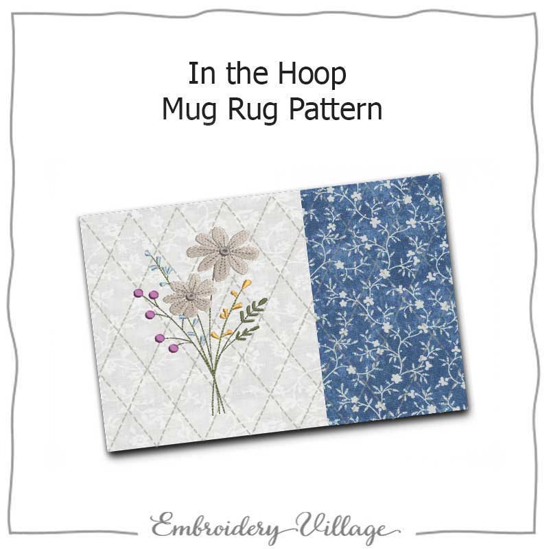 Wildflowers Mug Rug #1505 - Embroidery Village LLC