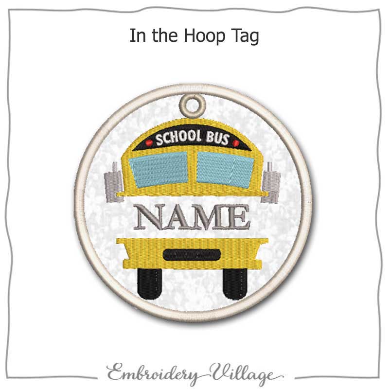 School Bus Name Tag #1618 - Embroidery Village LLC