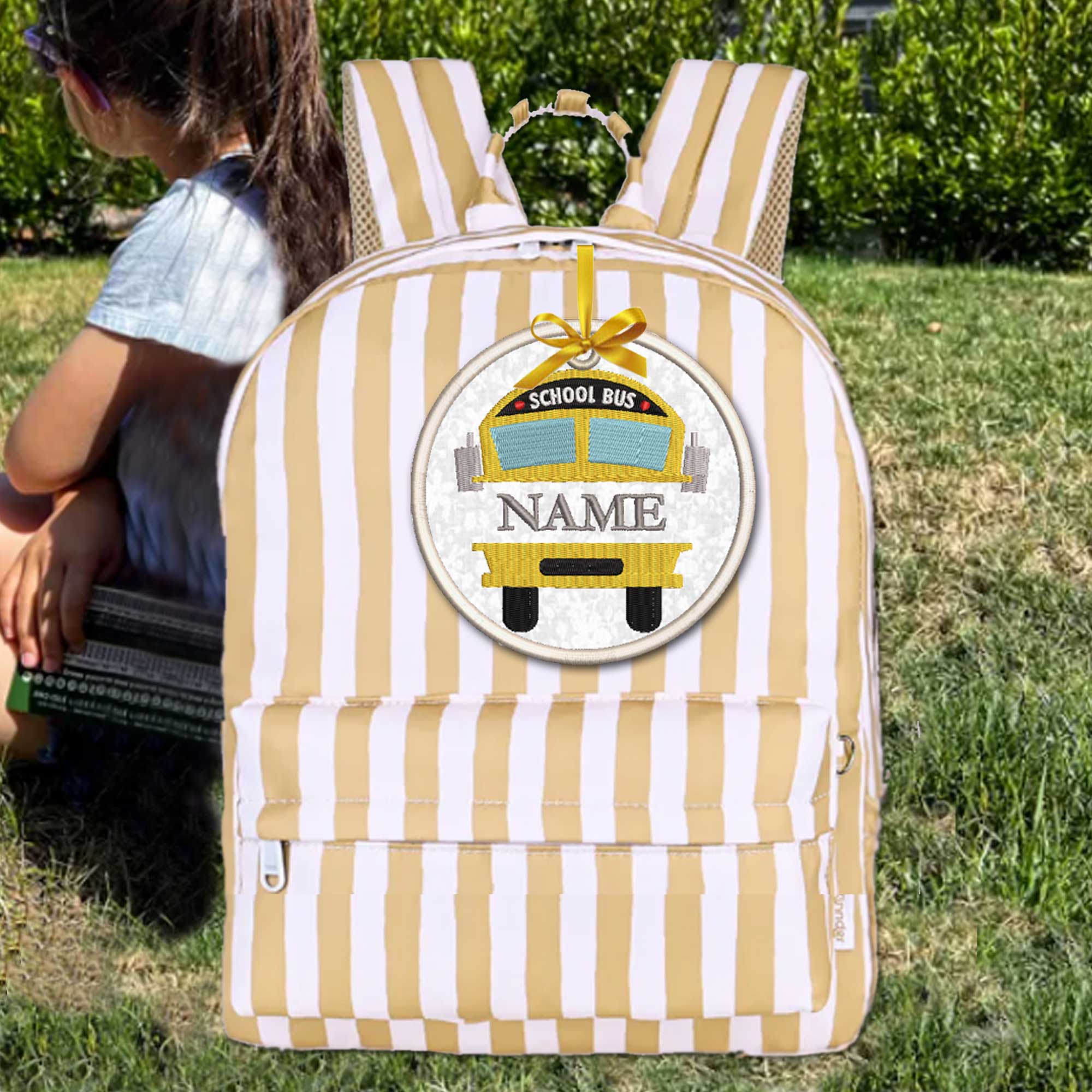 School Bus Name Tag #1618 - Embroidery Village LLC