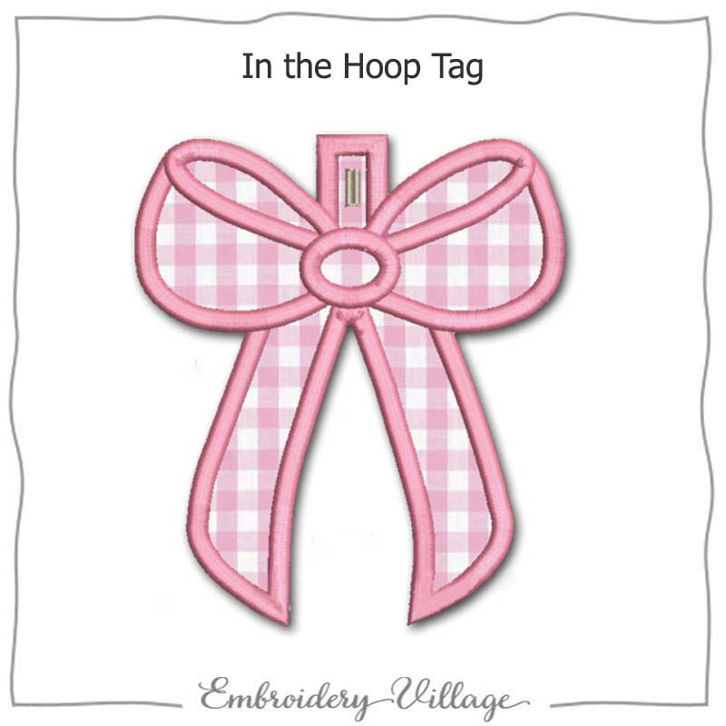 Applique Bow Tag #1765 - Embroidery Village LLC